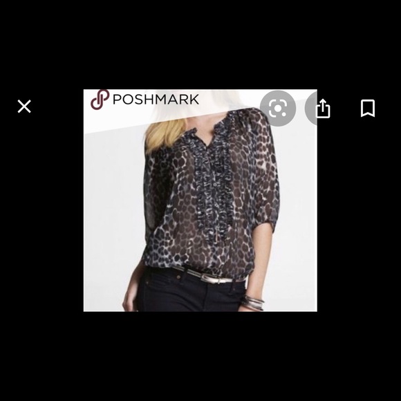 Express | Tops | Express Animal Print Blouse With Ruffle Detail | Poshmark